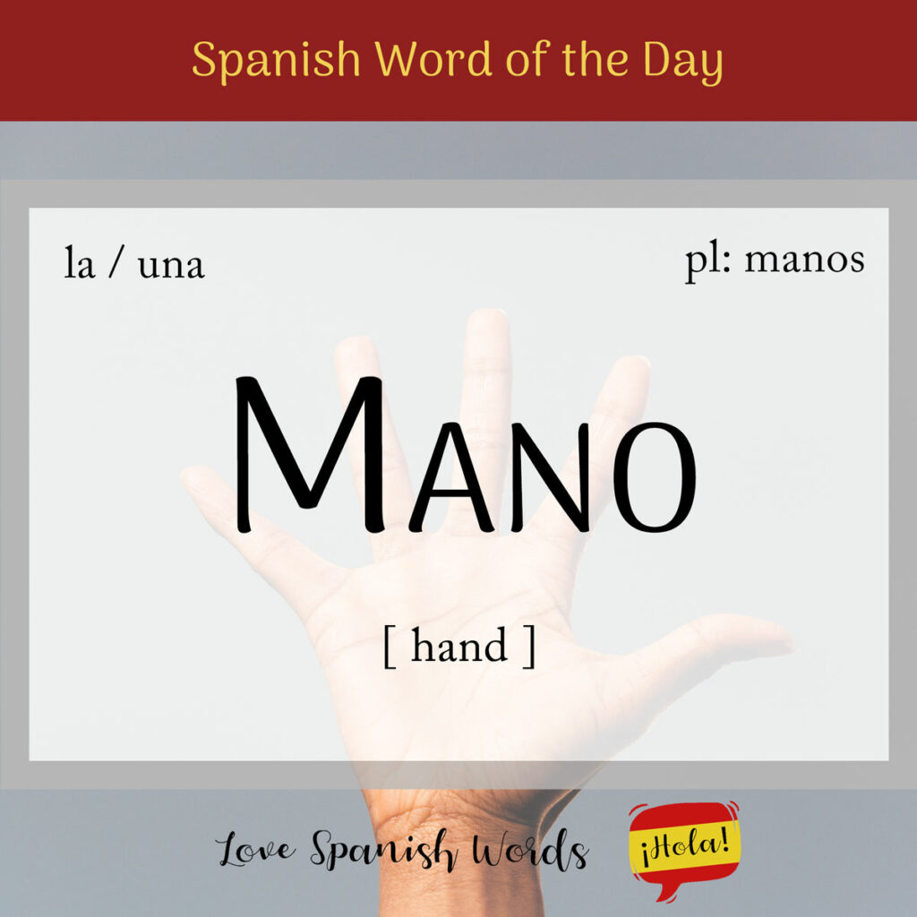 Spanish Word Of The Day Mano hand Love Spanish Words